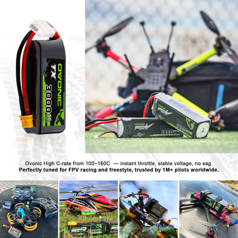 2-Pack Ovonic 2S 3000mAh 5C 7.4V LiPo Battery w/XT30 Plug for RC Trans ...